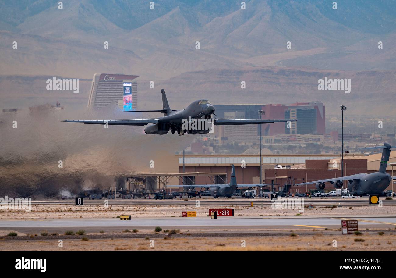 A B-1B Lancer assigned to the 7th Bomb Wing, Dyess Air Force Base ...
