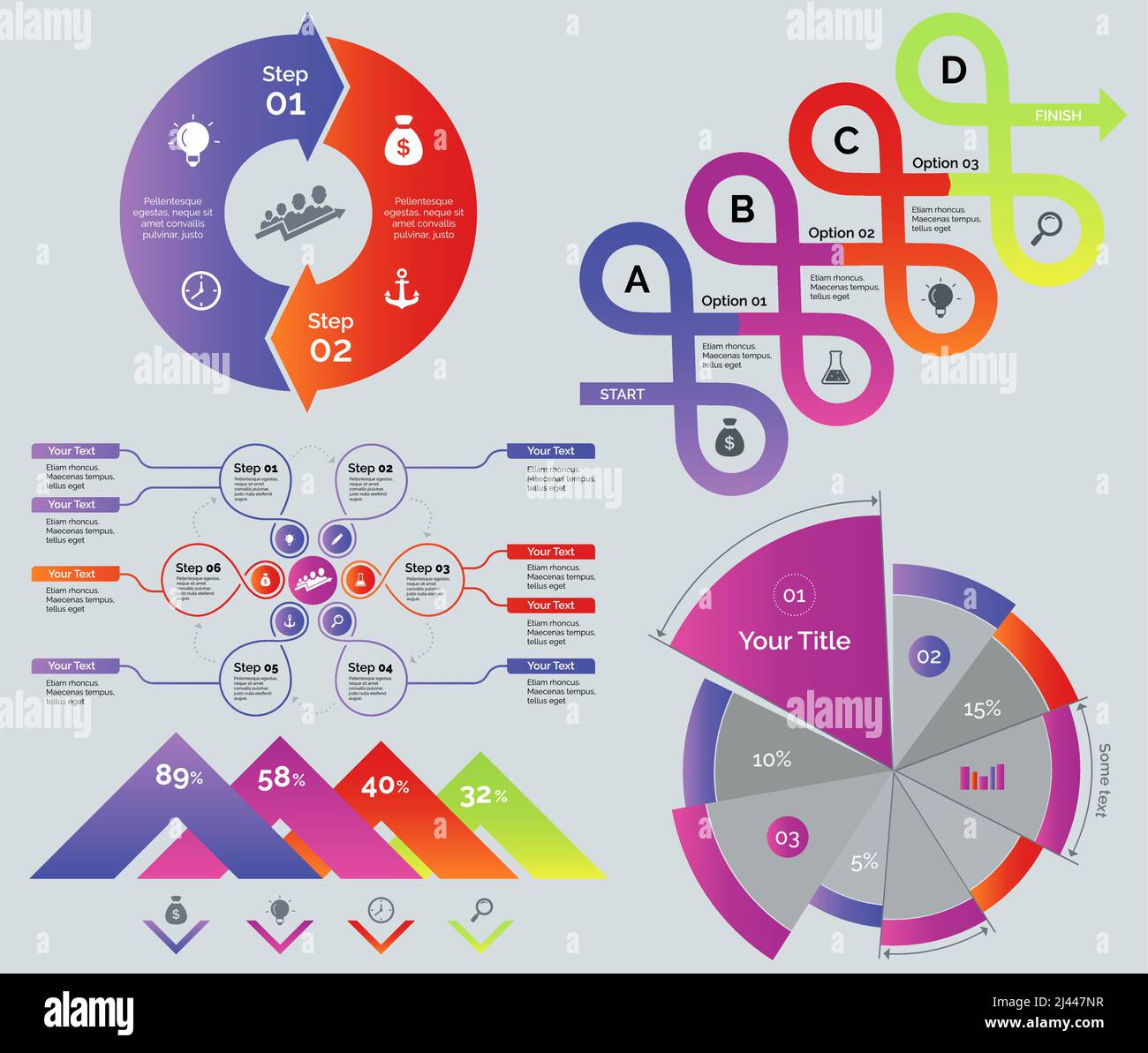Process and comparison diagrams set. Can be used for web design ...