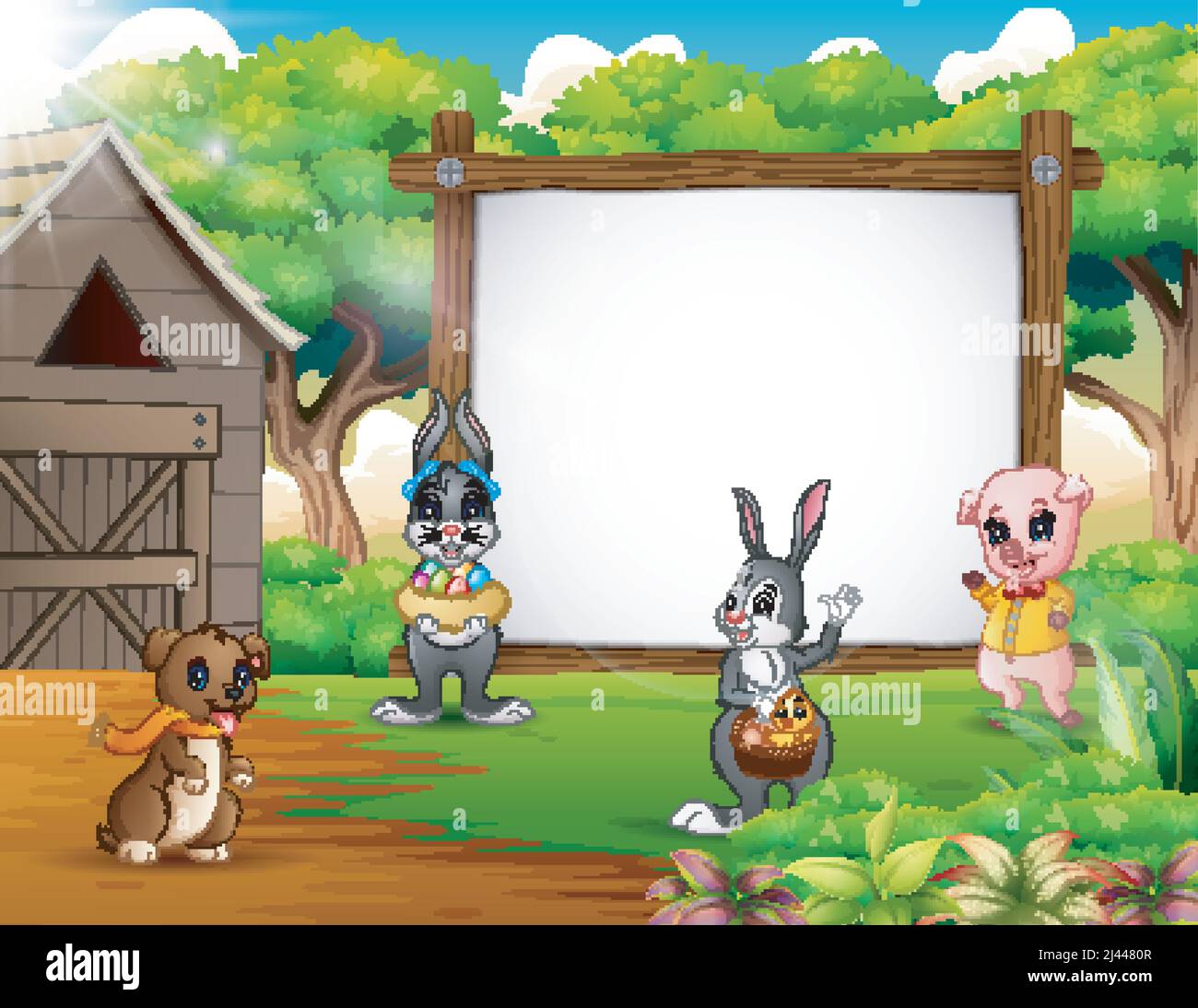 Cartoon Easter background with farm animal Stock Vector Image & Art - Alamy