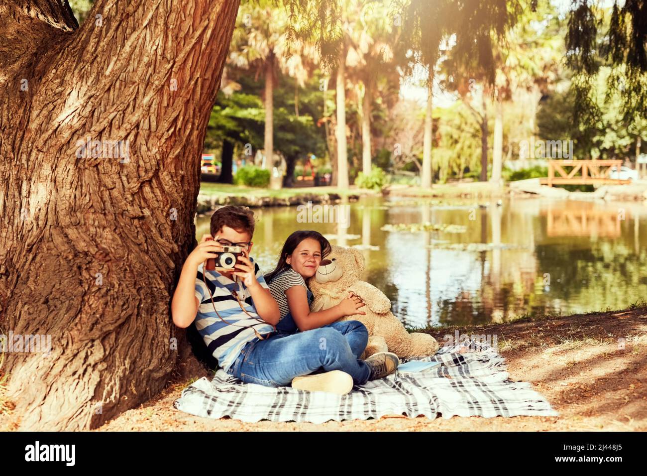 If we could we would play outside all day. Portrait of two little ...