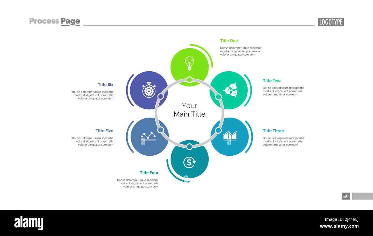 Chart with six options slide template. Business data. Graph, diagram ...