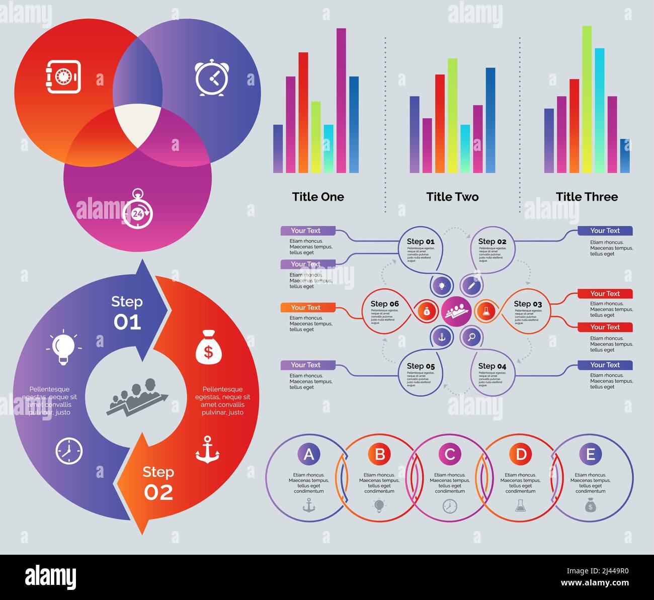 Statistic and process chart design set. Can be used for presentations ...