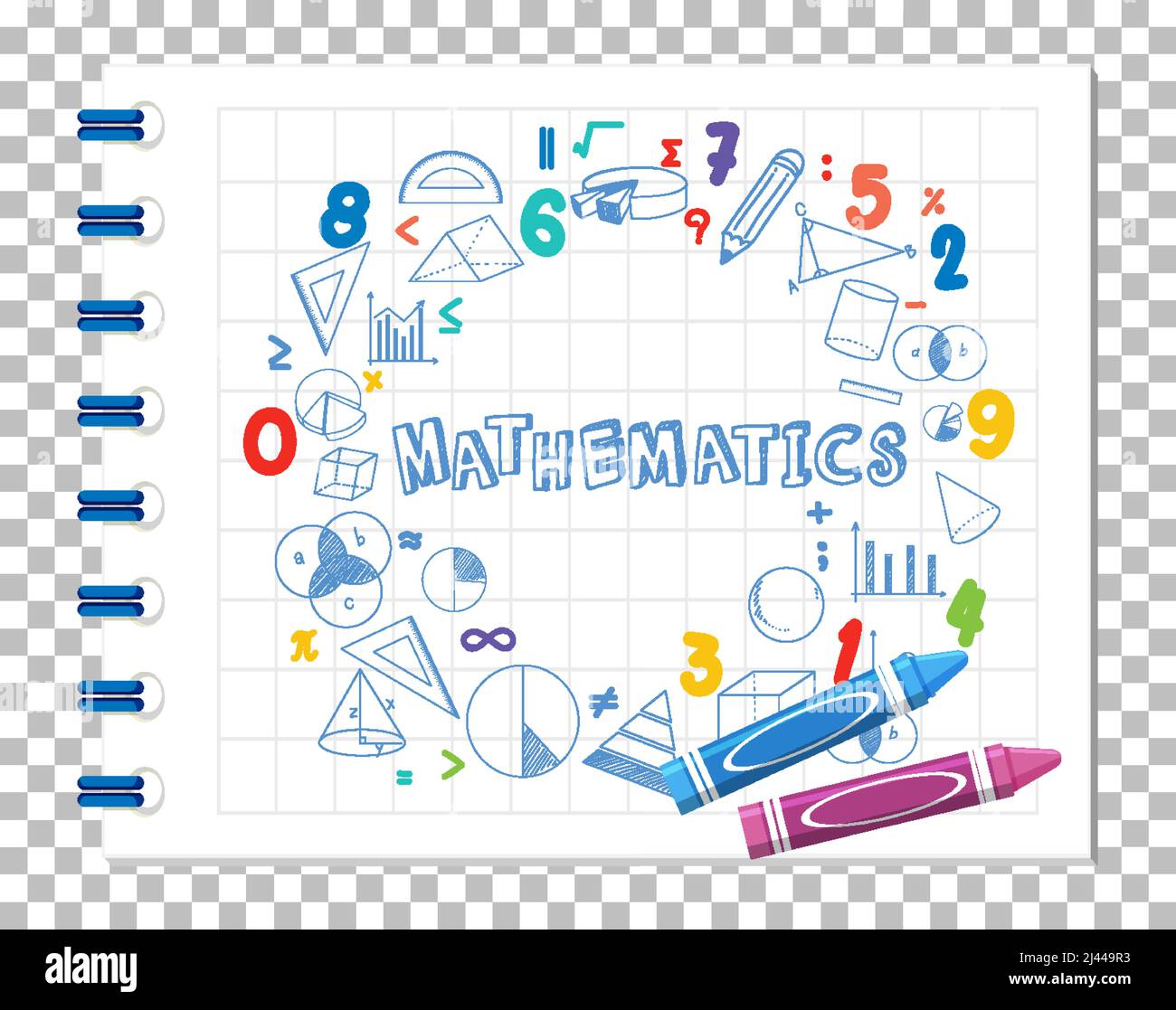 Doodle math formula with Mathematics font on notebook illustration ...