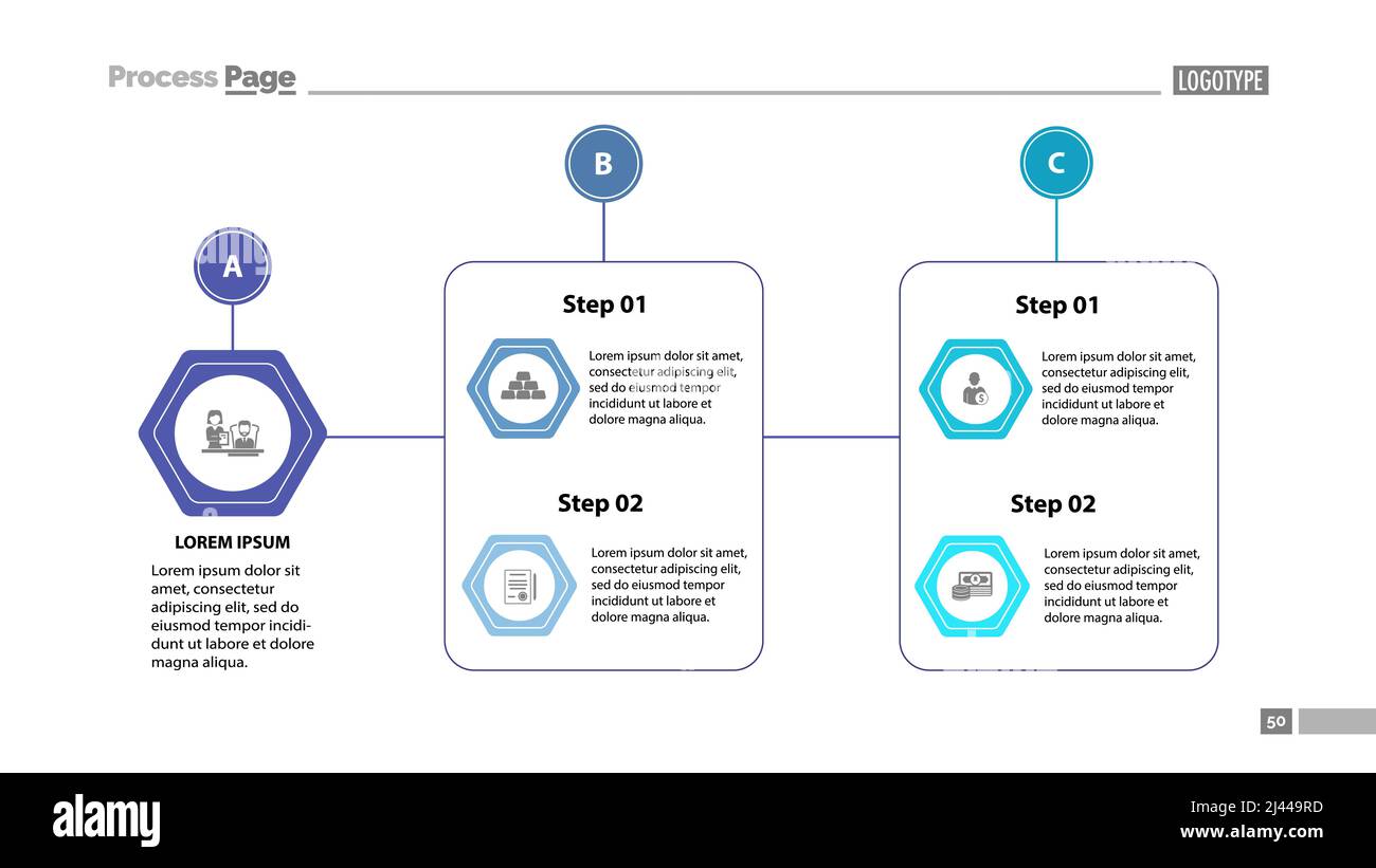 Complex process chart slide template. Element of strategy, plan ...