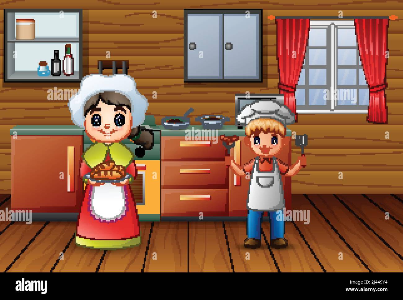 Happy cooking with brother and sister Stock Vector Image & Art - Alamy