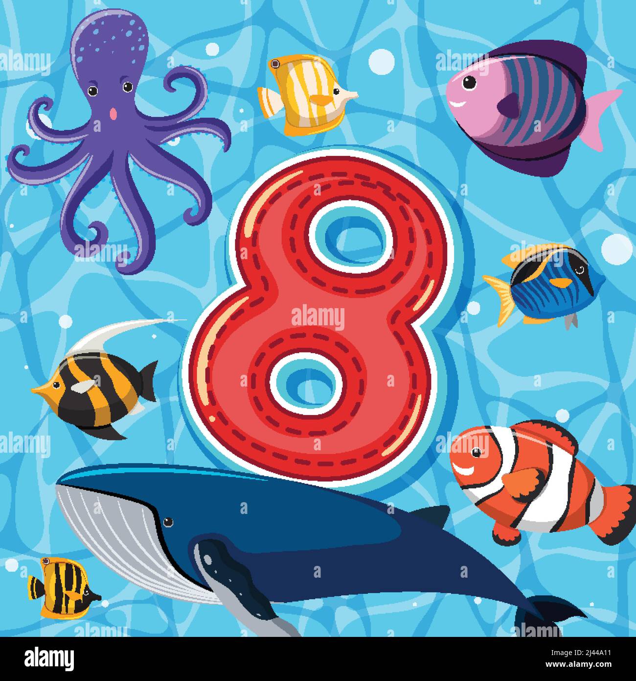 Number eight with sea animals illustration Stock Vector Image & Art - Alamy