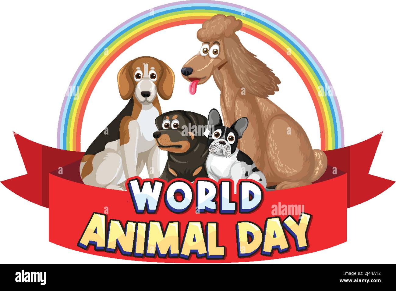 World Animal Day logo with cute dogs illustration Stock Vector Image ...