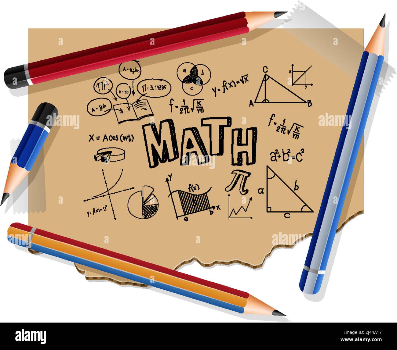 Doodle math formula with Mathematics font on notebook page illustration ...