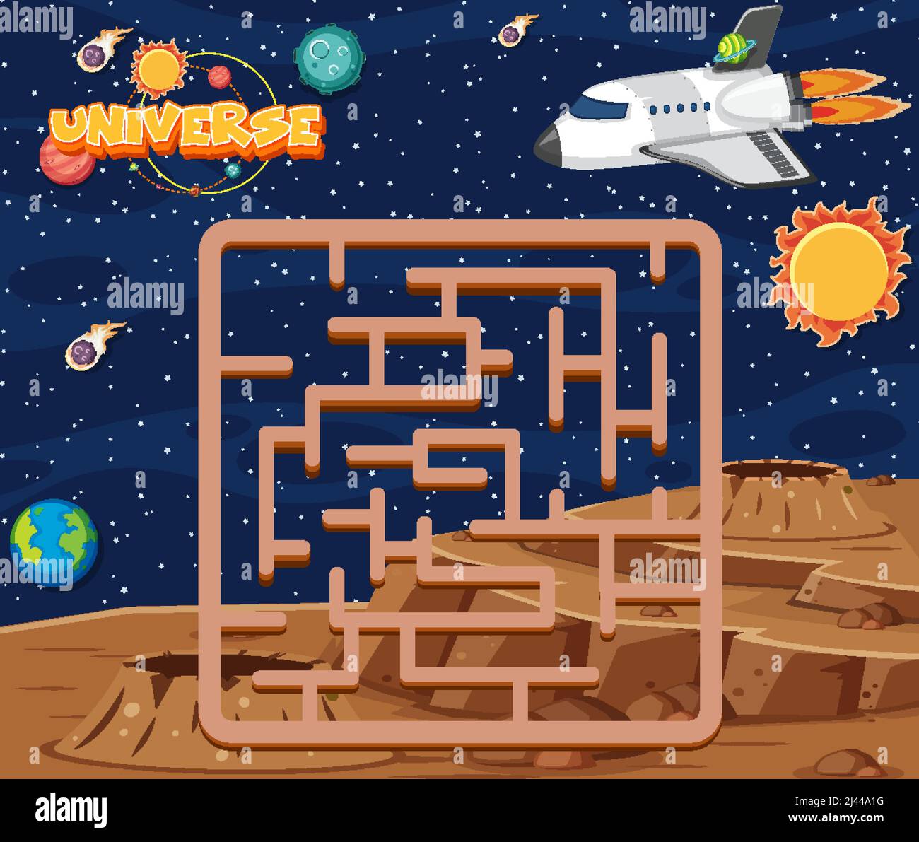 Game template with space theme background illustration Stock Vector ...