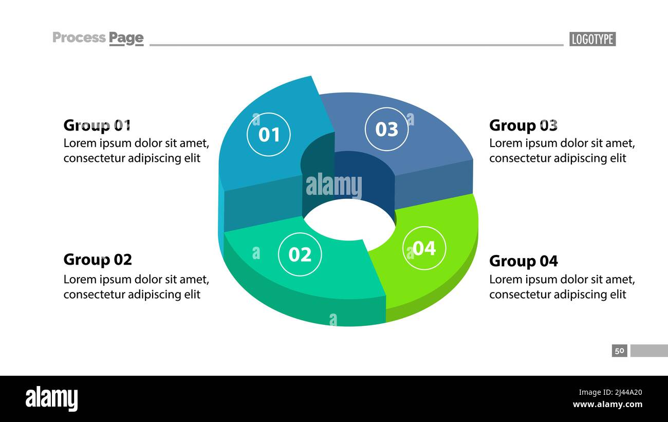 3d donut chart with four groups template. Element of graph, diagram ...