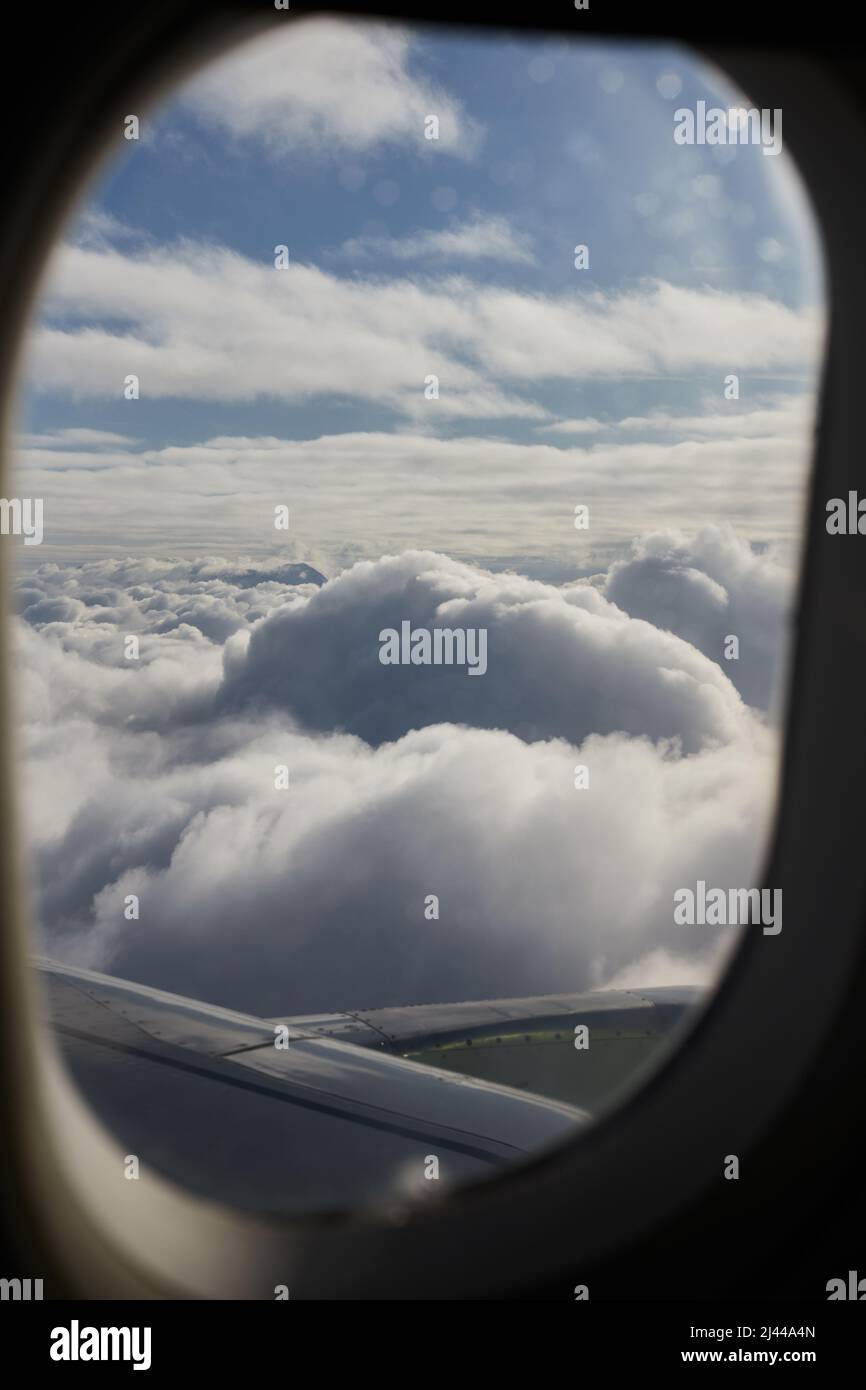 The view from the window of the aircraft on the wing in flight ...