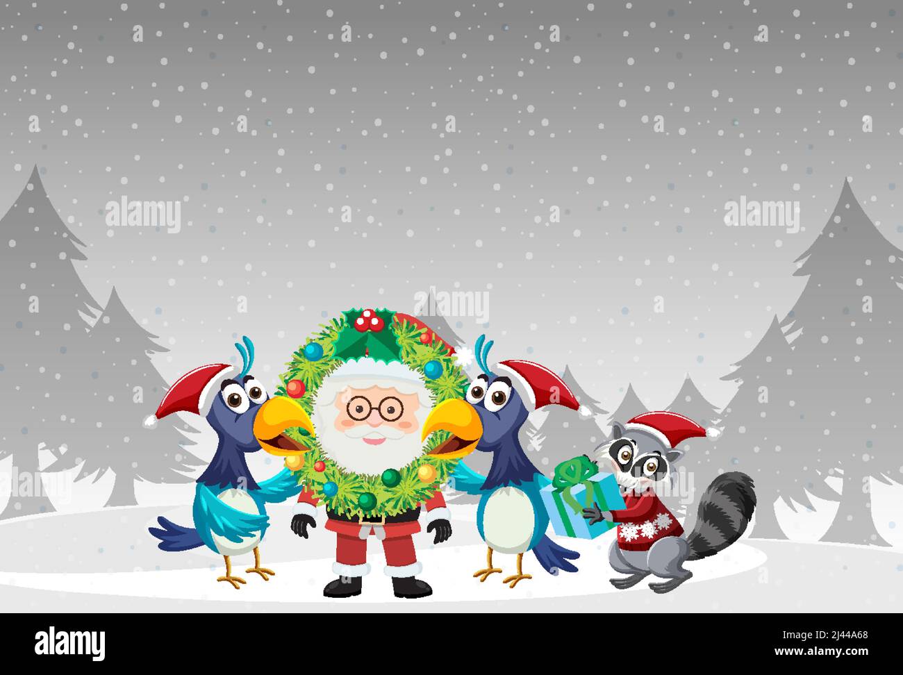 Christmas theme with Santa and animals illustration Stock Vector Image ...