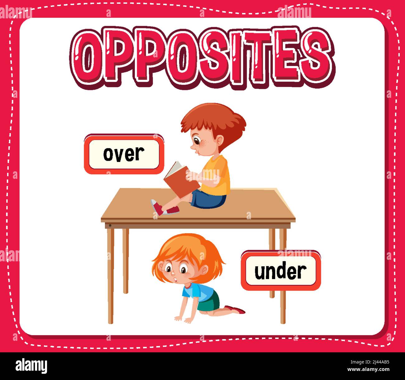 Opposite words for over and under illustration Stock Vector Image & Art ...