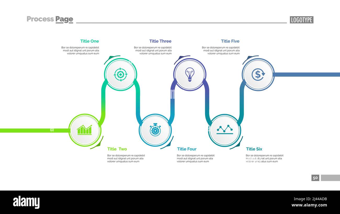 Chart with colorful spheres slide template. Business data. Graph ...