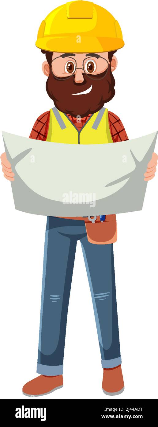 Foreman looking at blueprint illustration Stock Vector Image & Art - Alamy