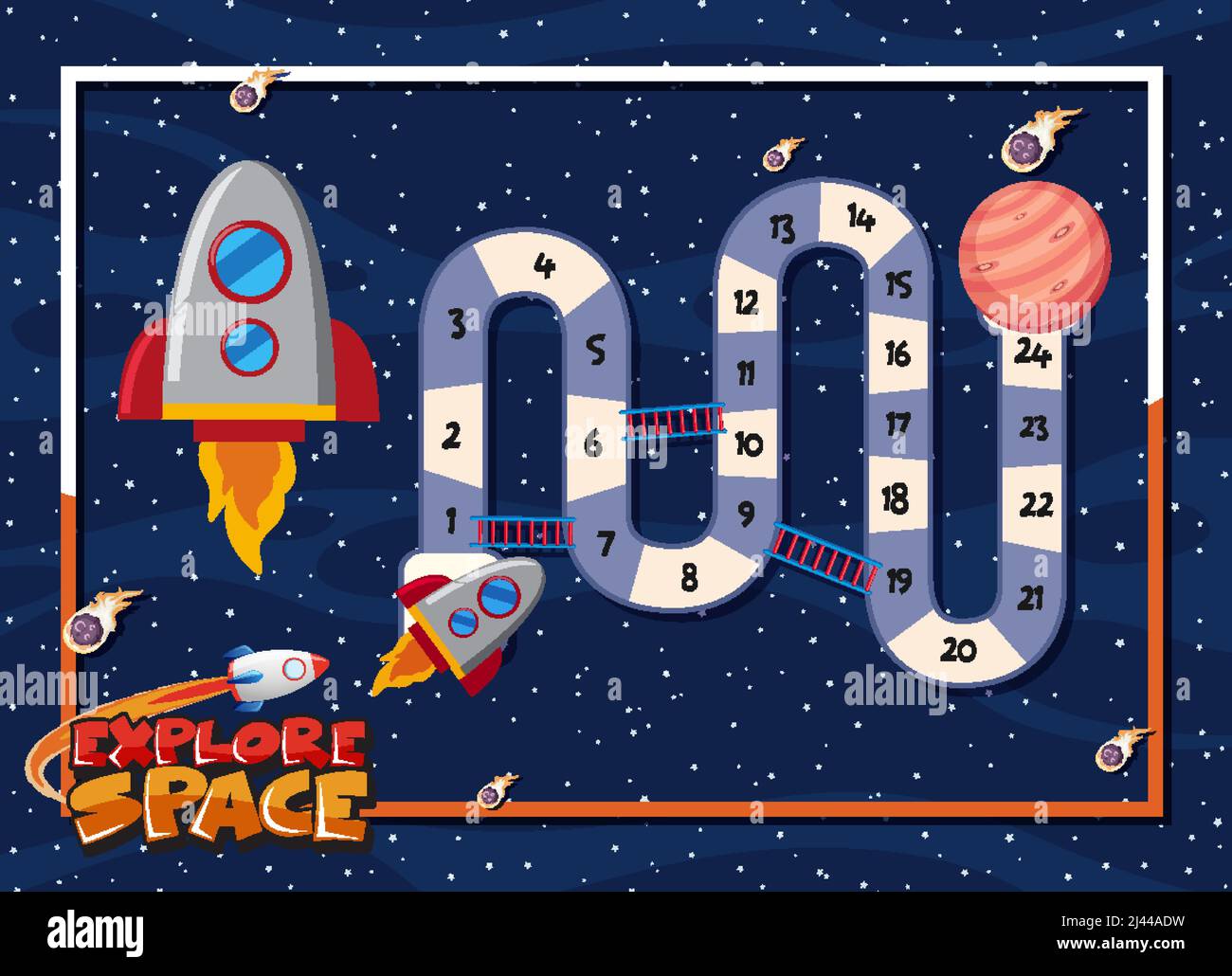Game template with space theme background illustration Stock Vector ...