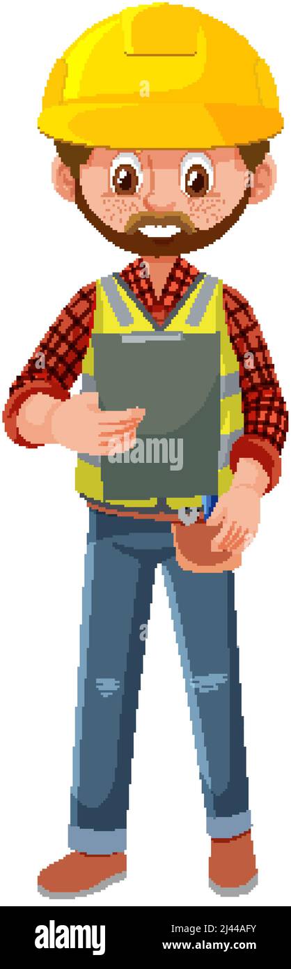 Engineer wearing safety hat illustration Stock Vector Image & Art - Alamy