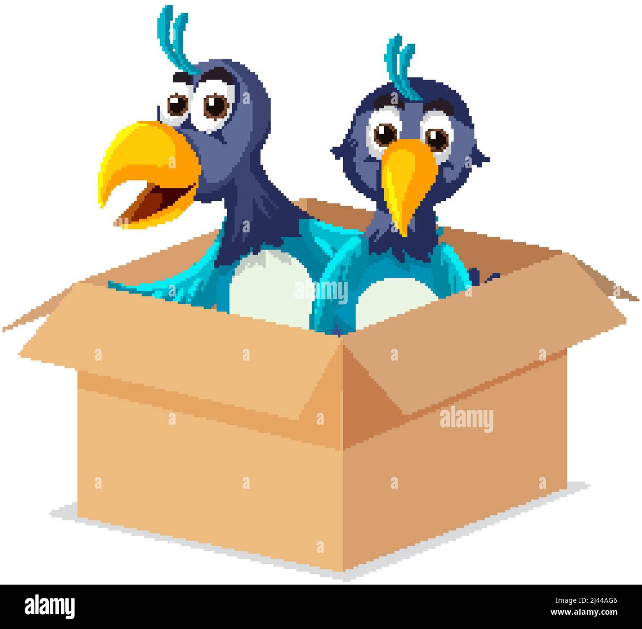 English prepositions with birds in the boxes illustration Stock Vector ...