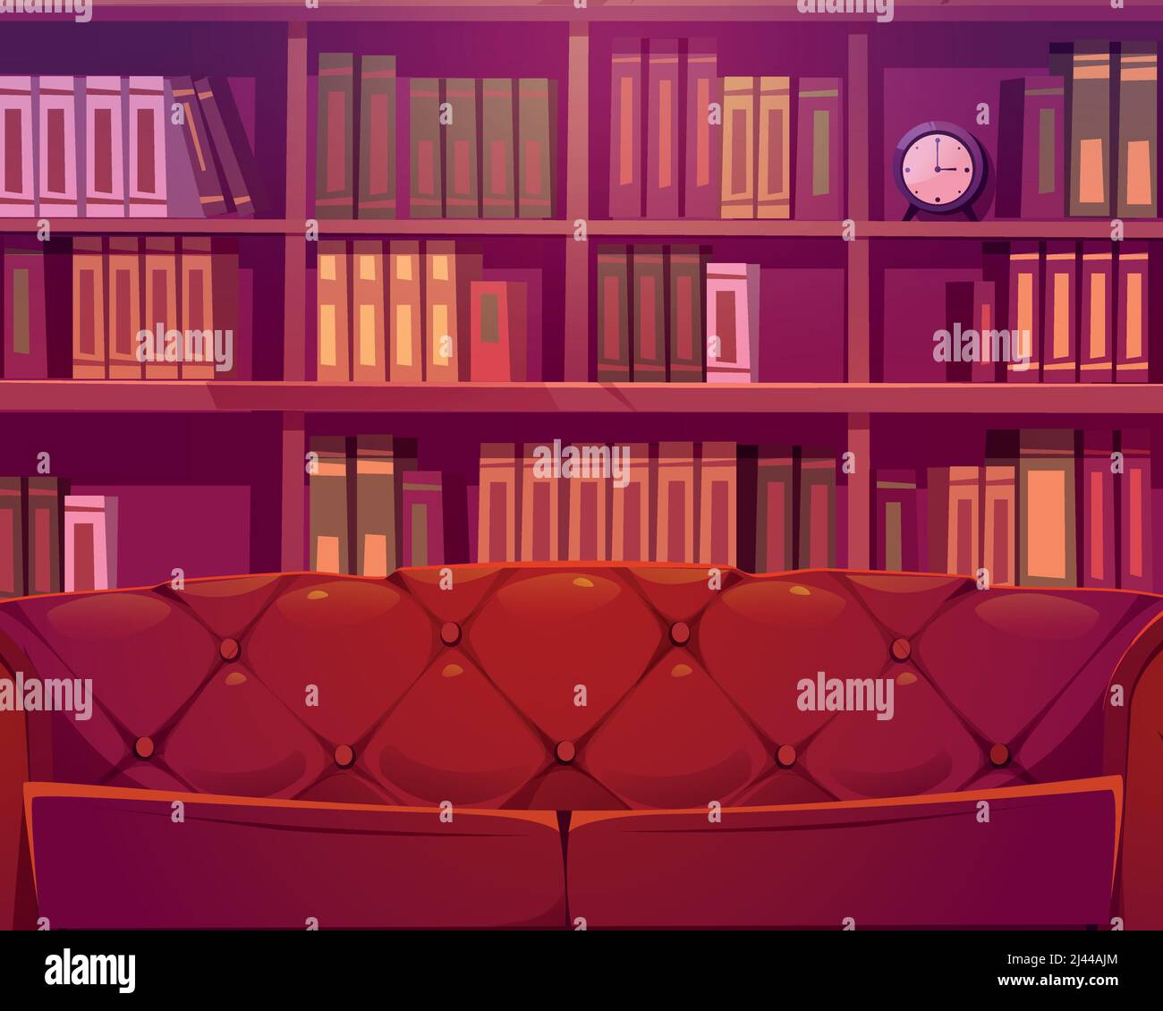 Cartoon background luxury old room or library interior with wooden ...