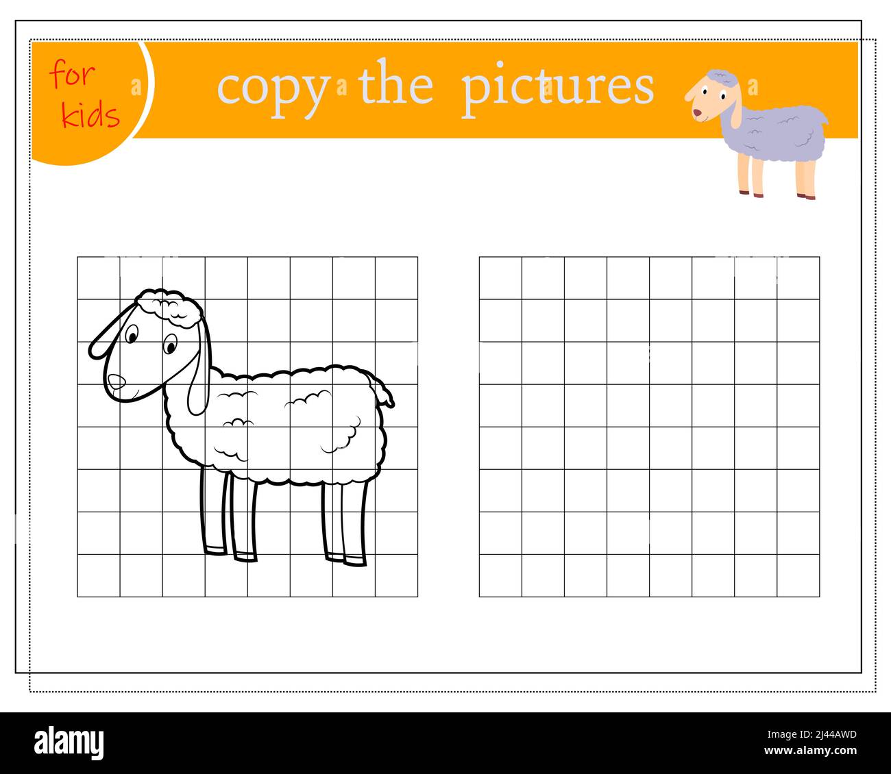 Copy the picture, educational games for children, cartoon sheep. vector ...