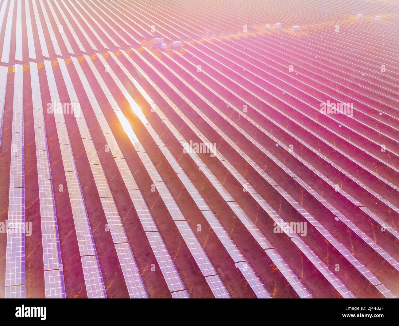 Aerial top view of a solar panels power plant. Photovoltaic solar ...