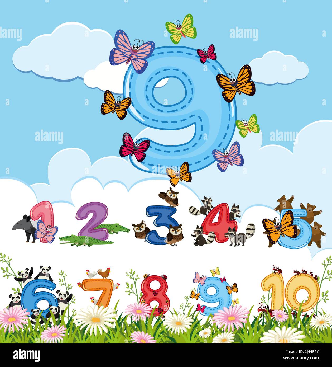 Counting numbers from zero to nine illustration Stock Vector Image ...
