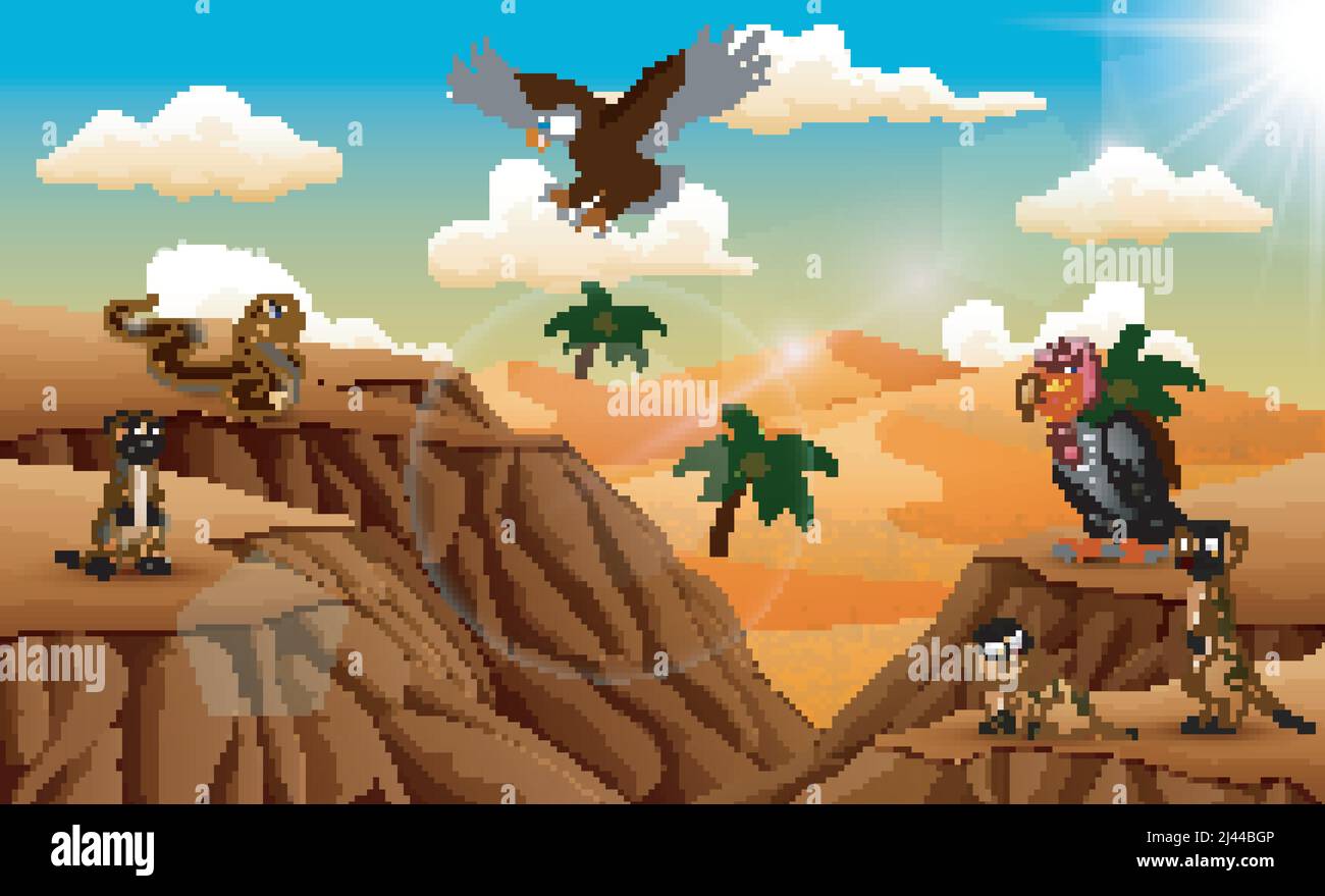 Cartoon animal in the desert background Stock Vector Image & Art - Alamy