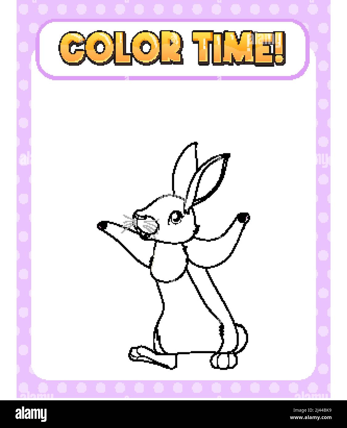 Worksheets template with color time! text and rabbit outline ...