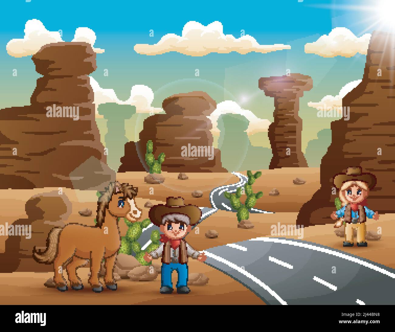 Cowgirl on horse Stock Vector Images - Alamy