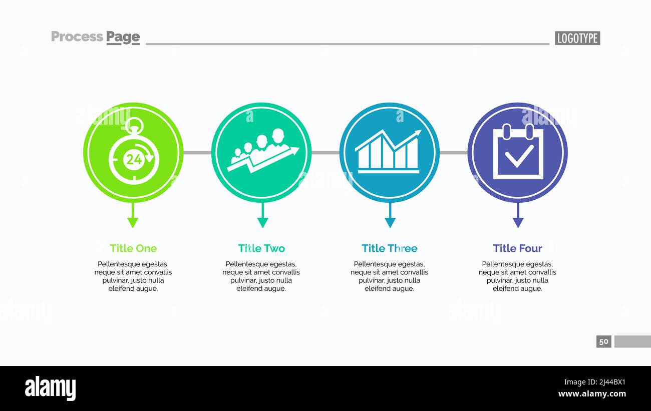 Four options process chart slide template. Business data. Step, diagram ...