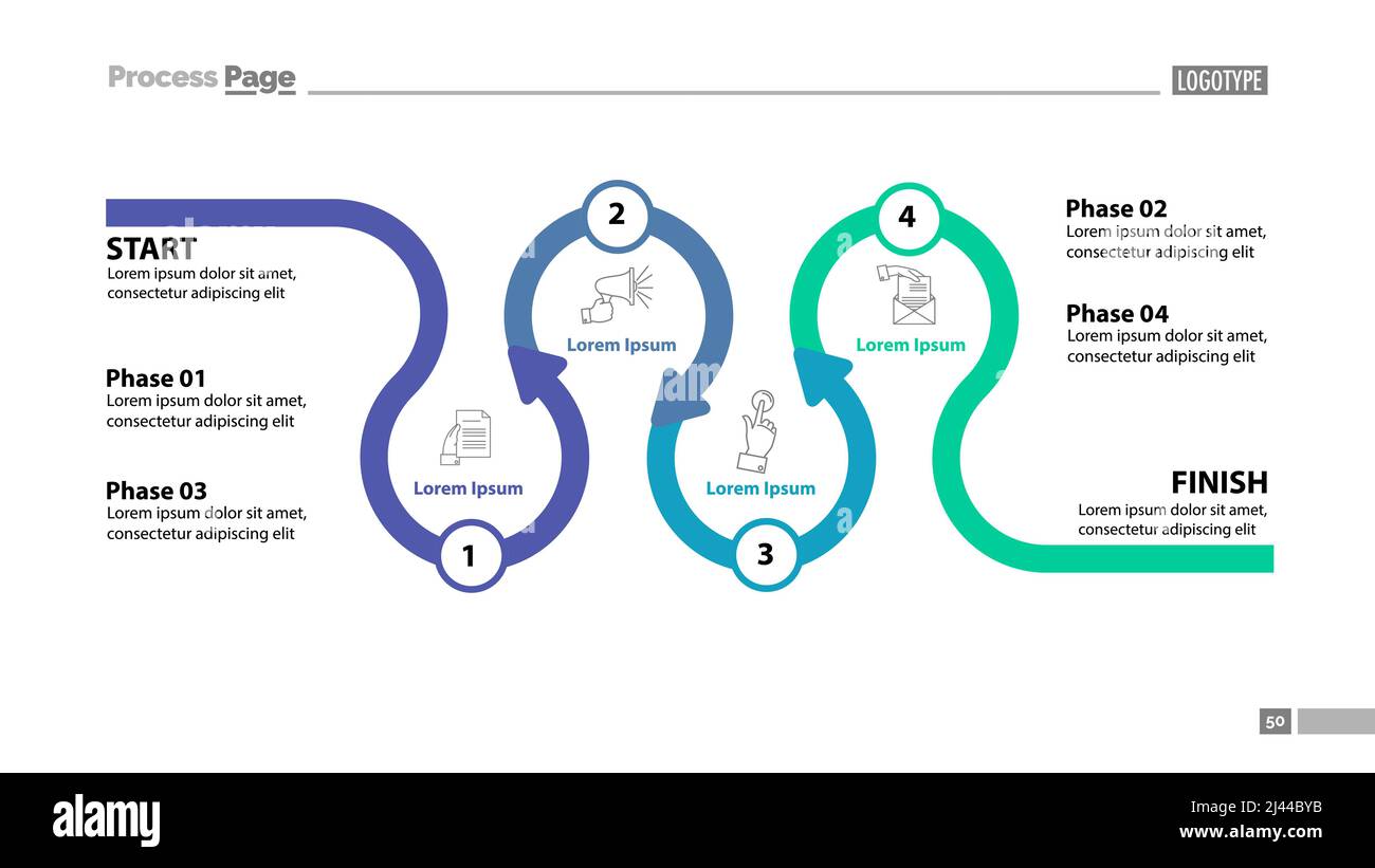 Four phase flow chart slide template. Element of diagram, infographic ...