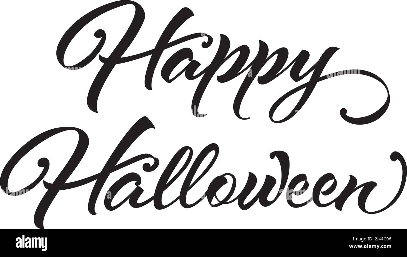 Happy Halloween calligraphy. Creative lettering with swirl elements ...