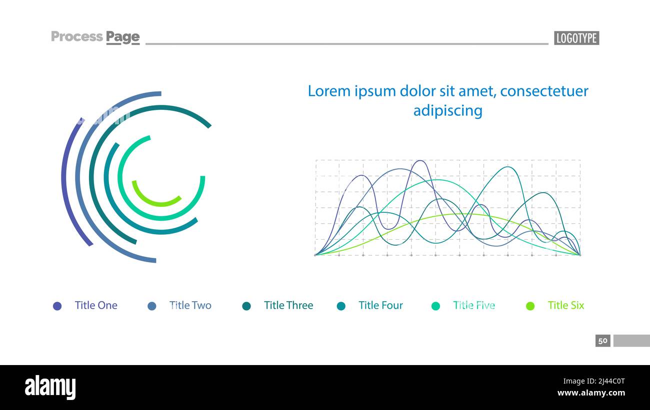 Six line charts slide template. Business data. Comparison, graph ...