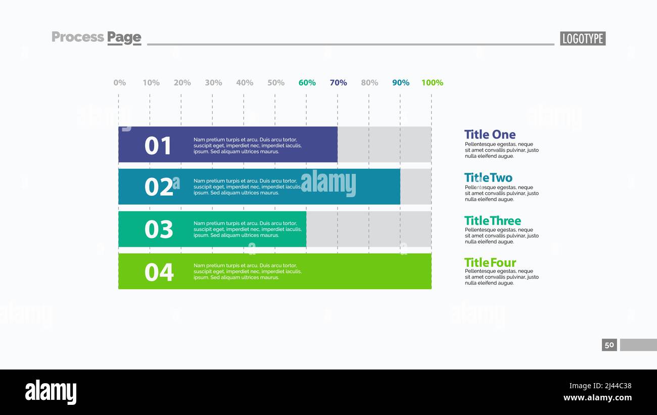Four horizontal bars chart. Business data. Percentage, diagram, design ...