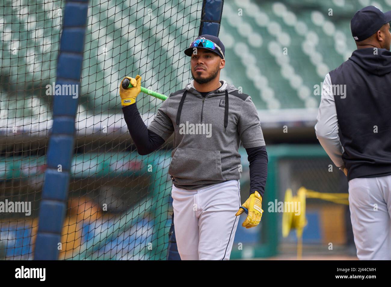 Denver CO, USA. 11th Apr, 2022. Detroit second baseman Harold Castro ...