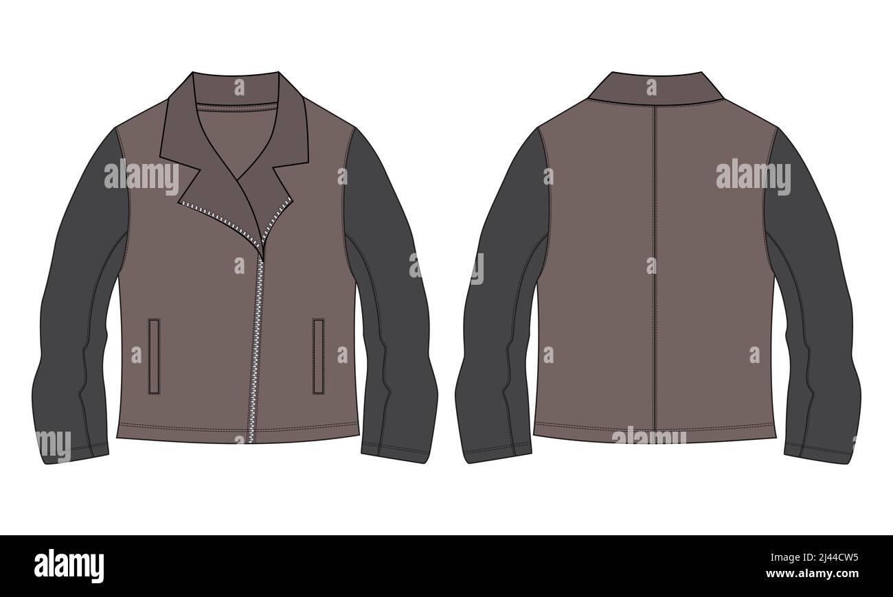 Long sleeve With zipper jacket technical fashion flat sketch vector ...