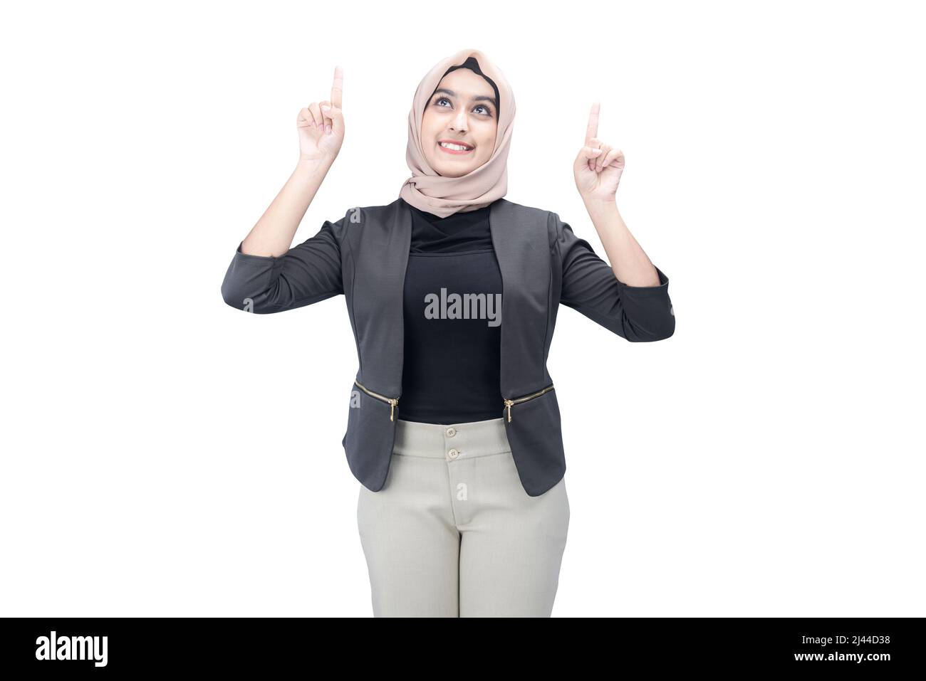 Indonesian muslim woman pointing hi-res stock photography and images ...