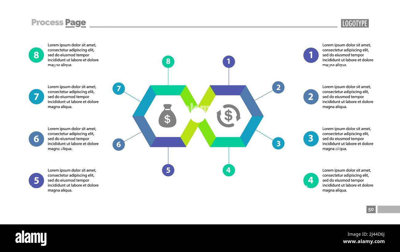 Option chart with descriptions slide template. Element of diagram ...