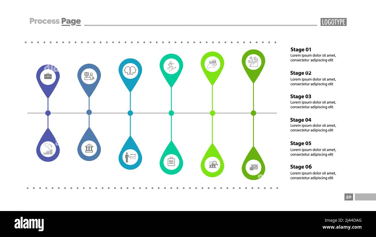 Six stages flow chart slide template. Diagram, flowchart, infographic ...