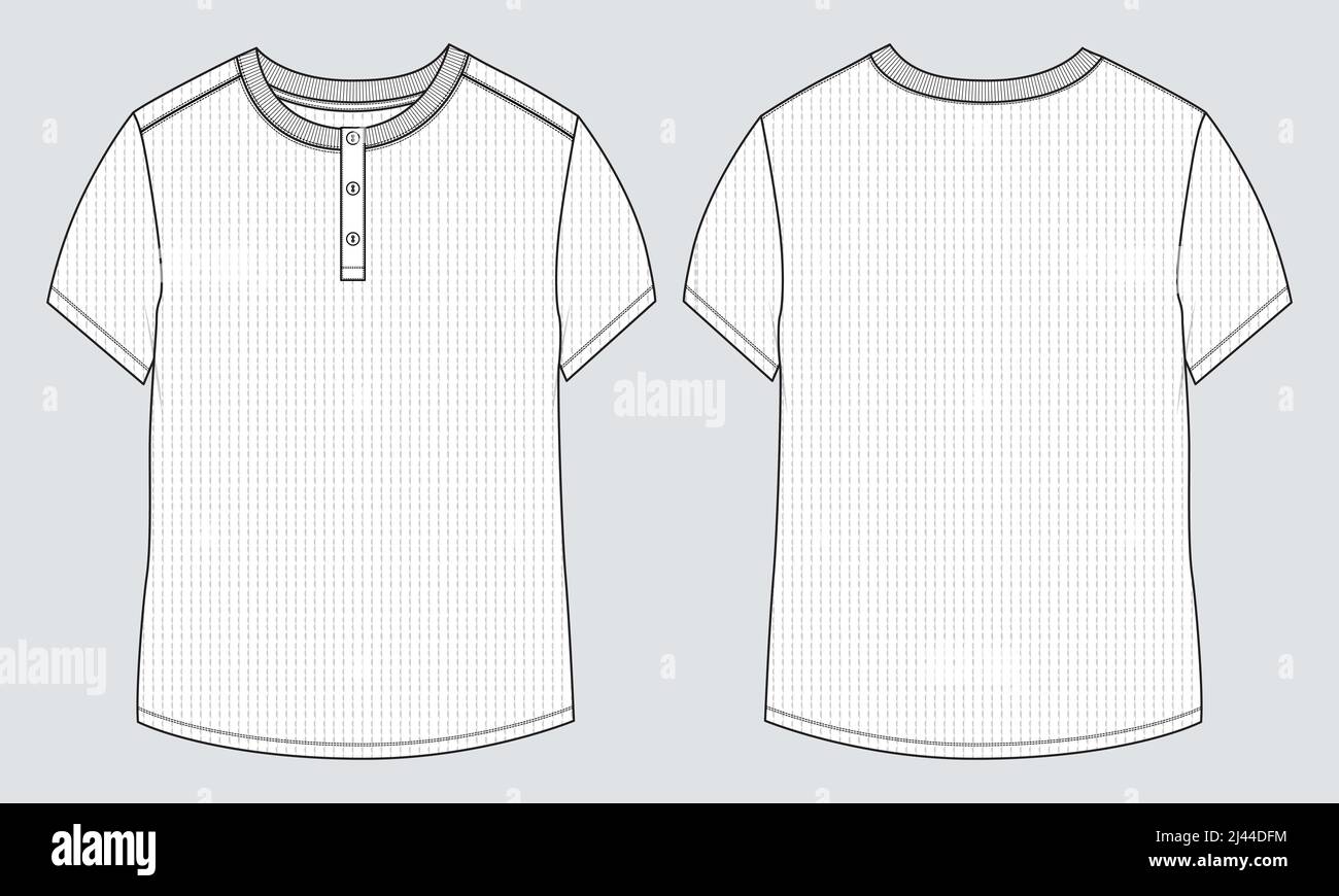 Short sleeve Basic T shirt overall technical fashion flat sketch vector illustration template ...