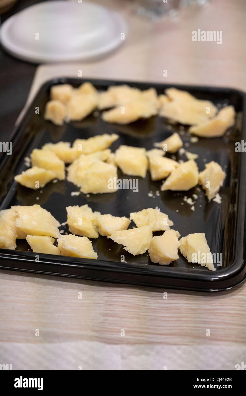 Process of making parmigiano-reggiano parmesan hard cheese on small ...