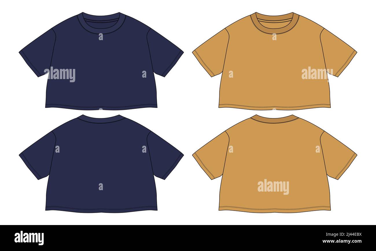 Navy, yellow color Short Sleeve T shirt tops Dress design technical ...