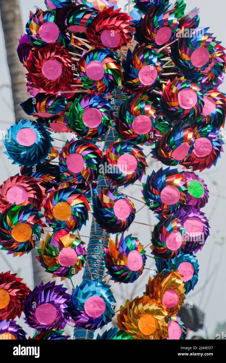 Colorful paper fans on sell for children at state Kerala India Stock ...