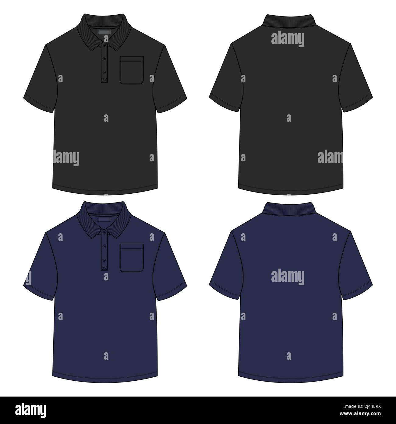 Polo shirt technical fashion flat sketch vector illustration template ...