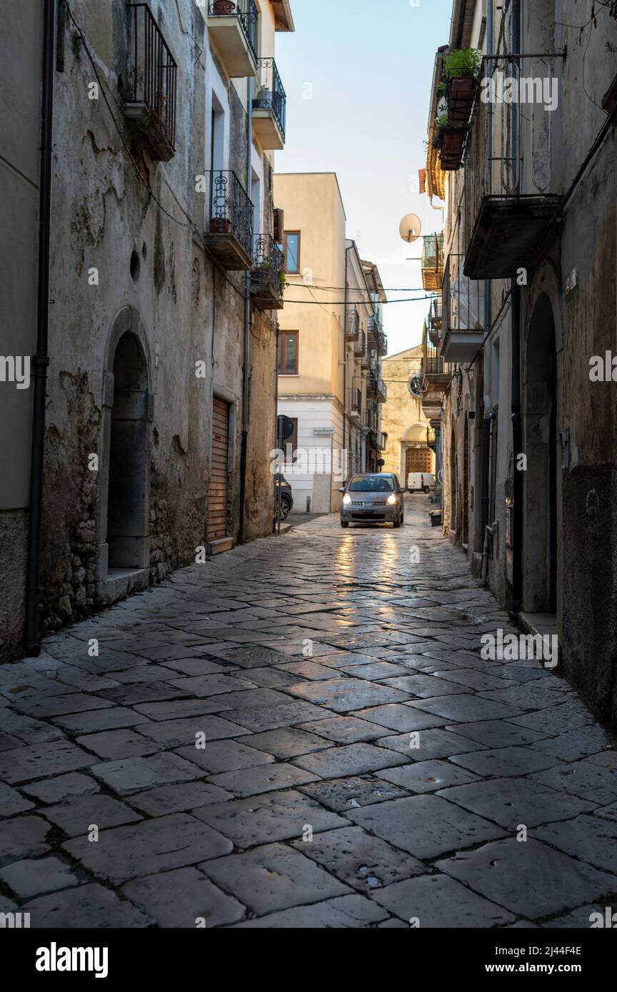 Medieval part of old Italian town Fondi, stone streets and houses ...
