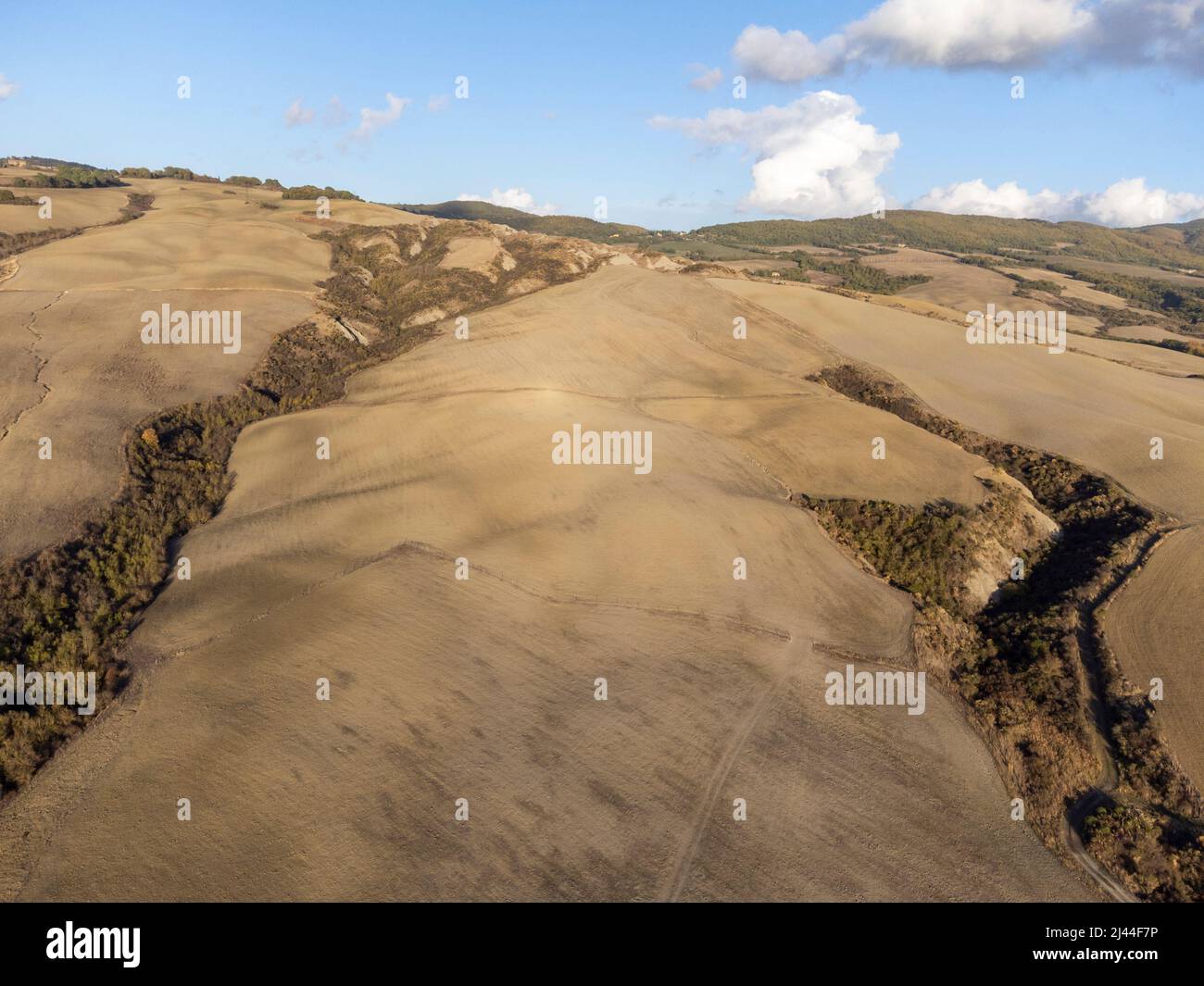 Aerial panoramic view on hills near Pienza, Tuscany, Italy. Tuscan ...