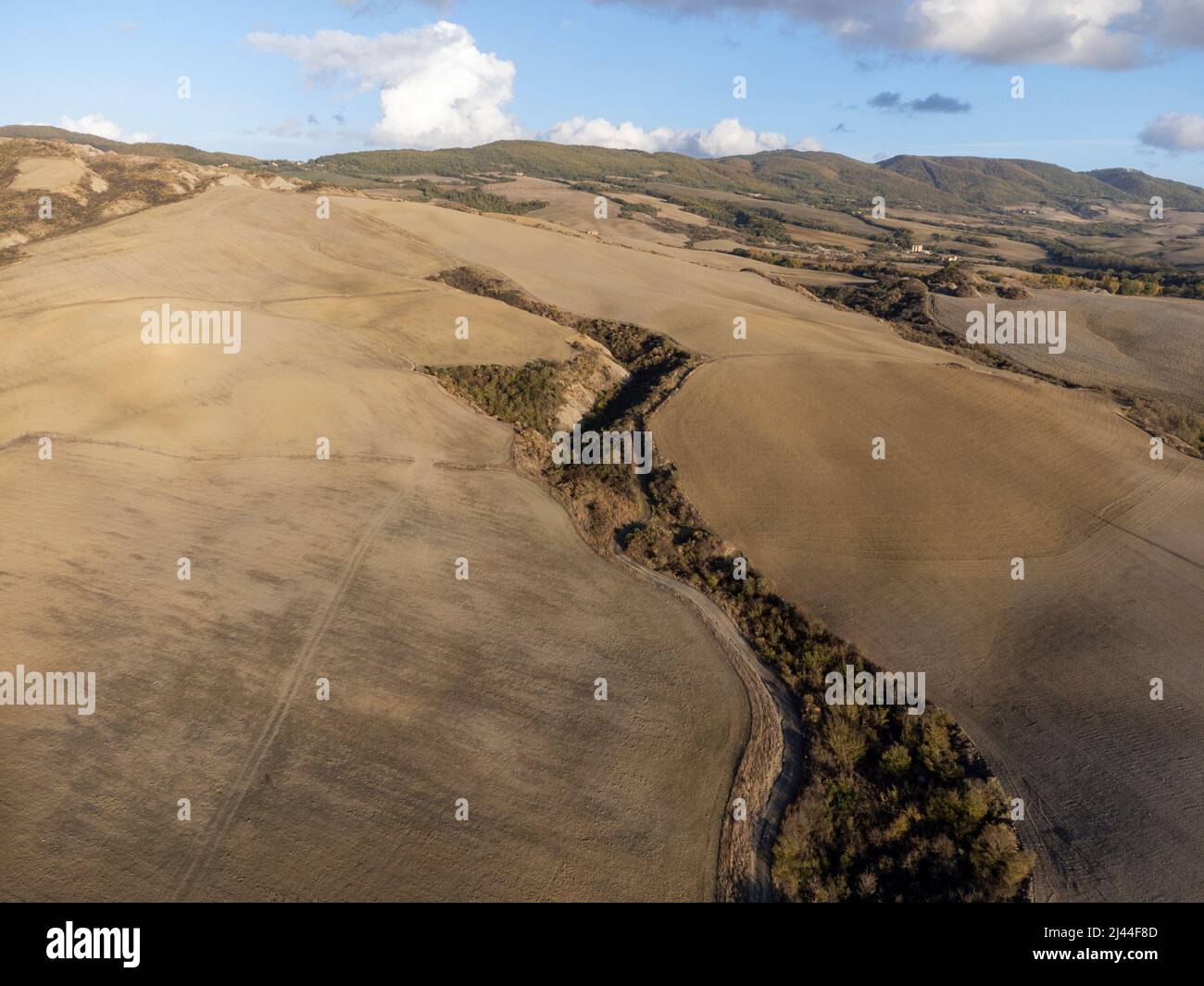 Aerial panoramic view on hills near Pienza, Tuscany, Italy. Tuscan ...