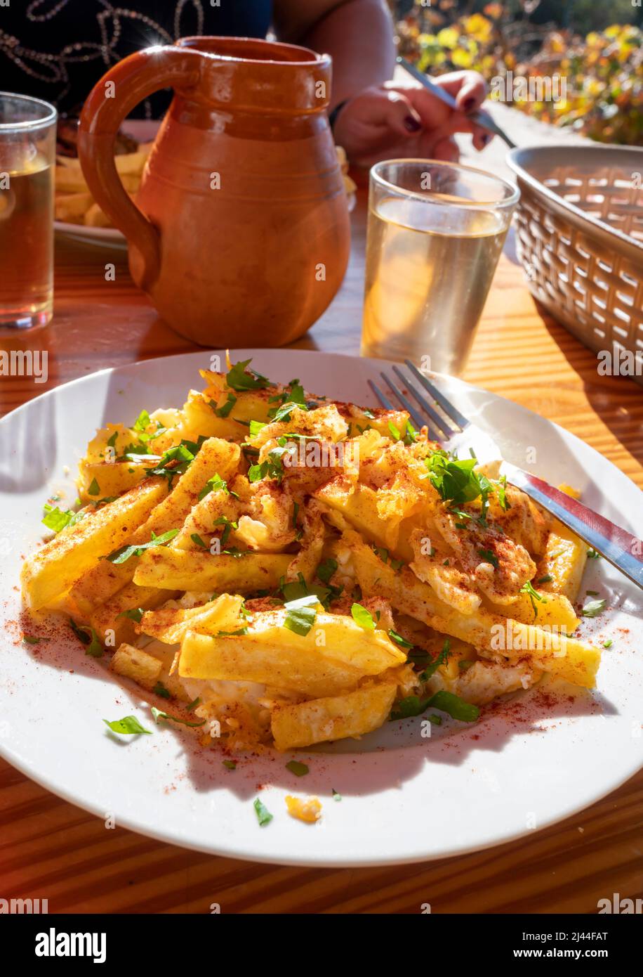 Dinner at guachinche, typical Canary Island establishment on Tenerife ...