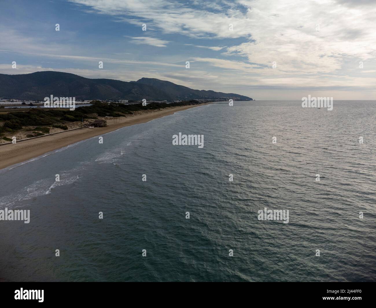 Aerial View On Sandy Beach And Coastline Of Tyrrhenian Sea Between Two