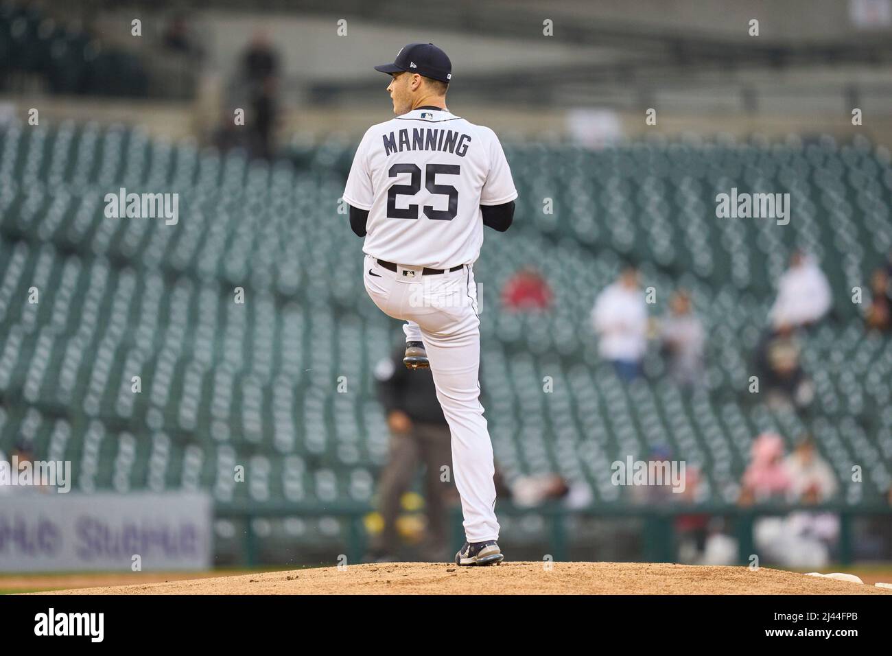 April 11 2022: Detroit pitcher Matt Manning (25) throws a pitch during ...